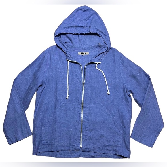 Flax | Jackets & Coats | Flax 0 Linen Periwinkle Zip Hoodie Jacket In ...